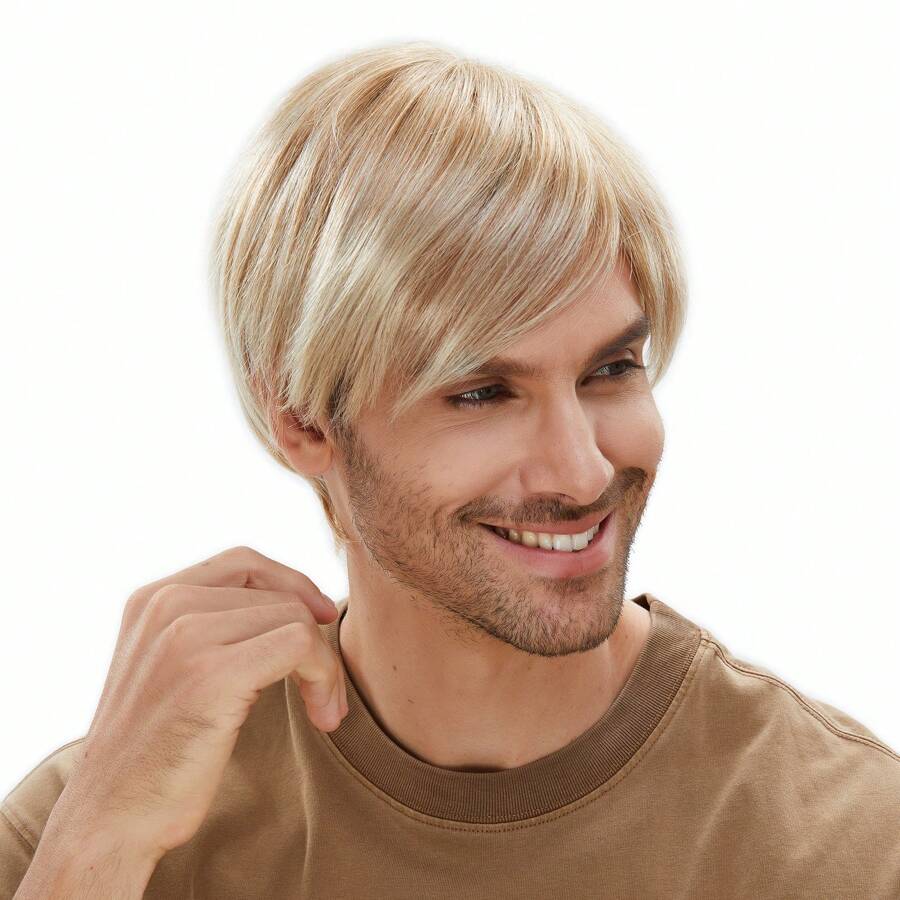 Mens Wig Short Wigs For Men Straight Synthetic Layer Hair For Man Male ...