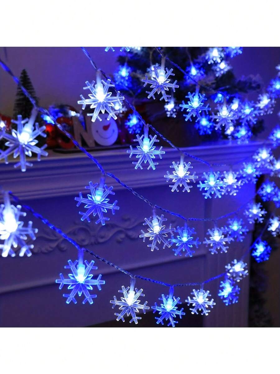 A Set Of Snowflake String Lights Suitable For Indoor And Outdoor ...