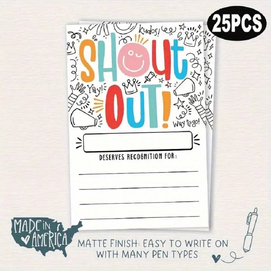 25-Pack SHOUT OUT! Appreciation Cards - Recognition And Gratitude Kudos ...