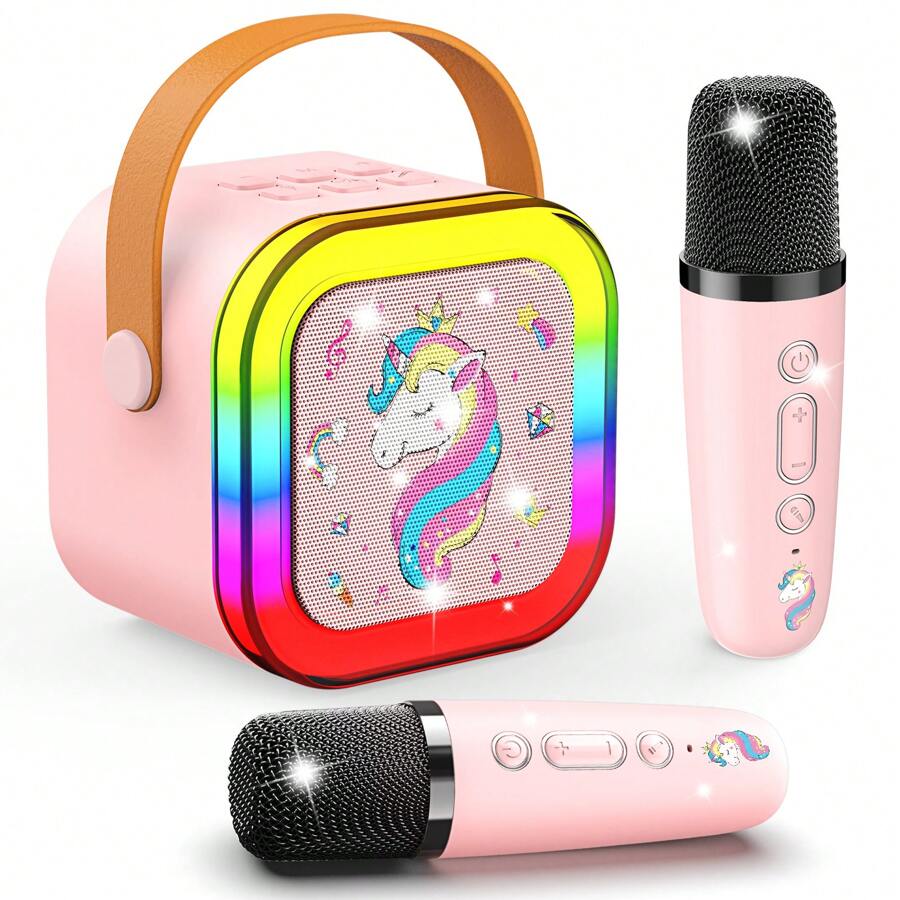 Karaoke Machine Kids With 2 Microphones, Wireless Bluetooth Speaker ...