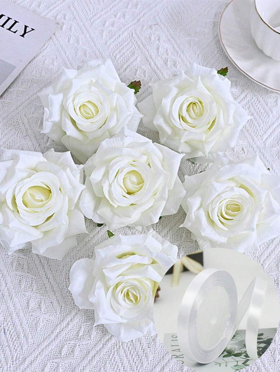 10pcs Red Roses + 300cm Transparent String, 10pcs White Roses + 200cm ...