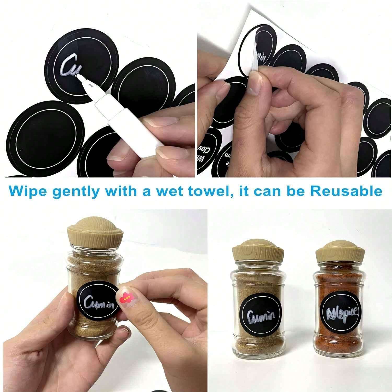 180 Spice Jar Labels - Chalkboard Stickers, Preprinted And Blank ...