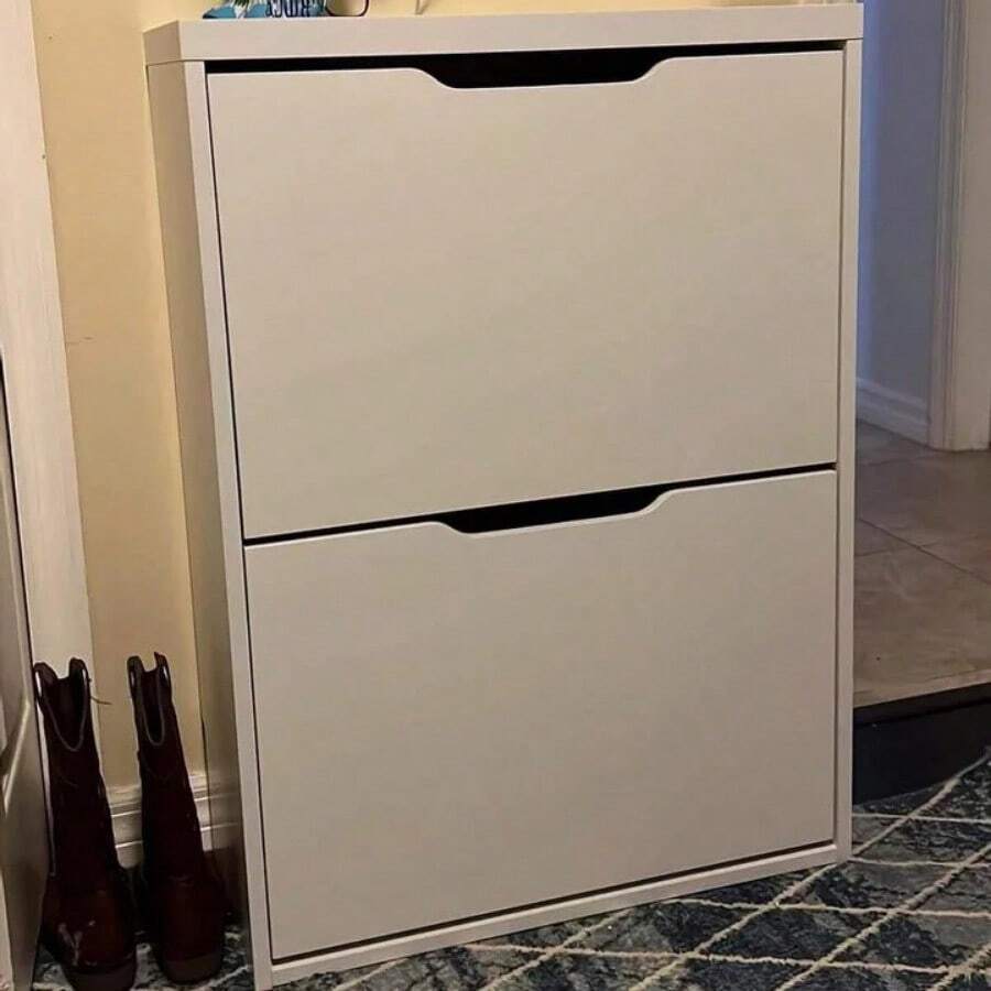 Laminate Pivot Open Shoe Cabinet White | SHEIN USA