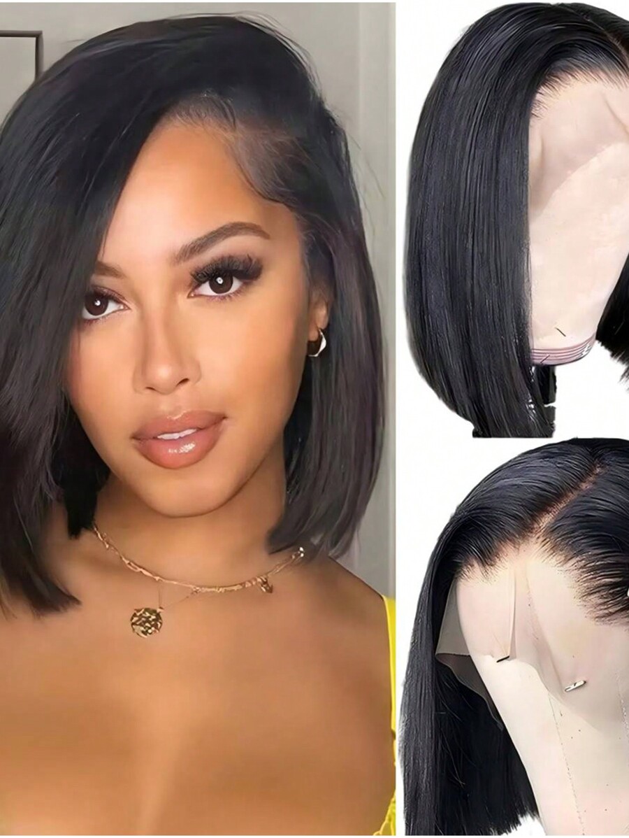 Peruca Bob de Cabelo Humano 13x4 Bob Peruca Frontal de Renda Cabelo ...