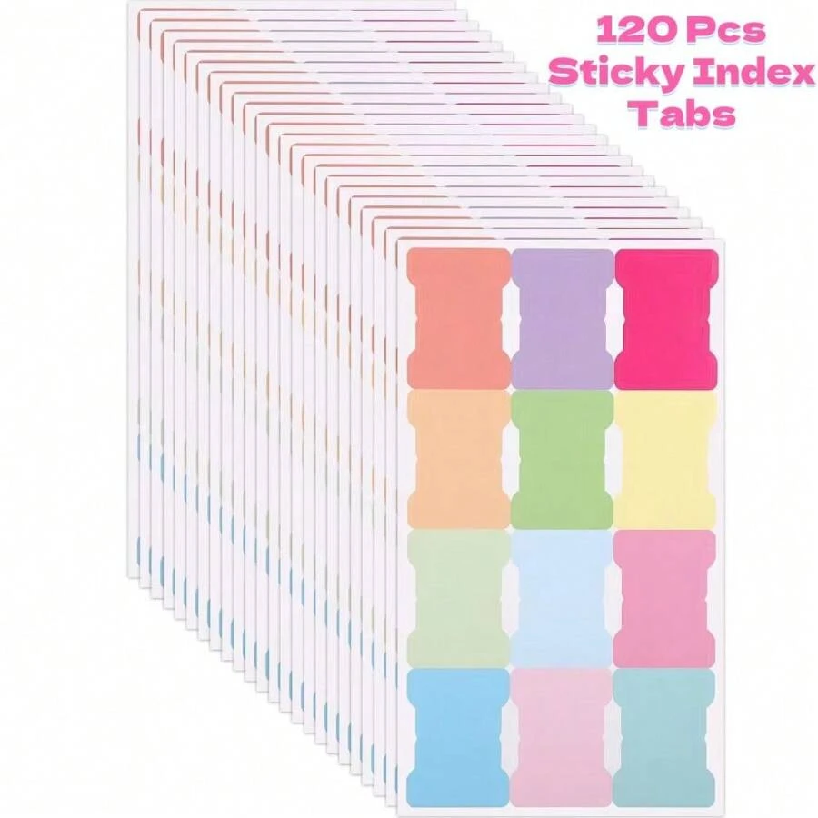 10 Sheets/120 Pieces Sticky Index Tabs, Double Sided Book Page Markers ...