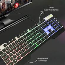 Brazilian Standard Gamer Semi-Mechanical Keyboard ABNT 2 RGB LED Wired ...