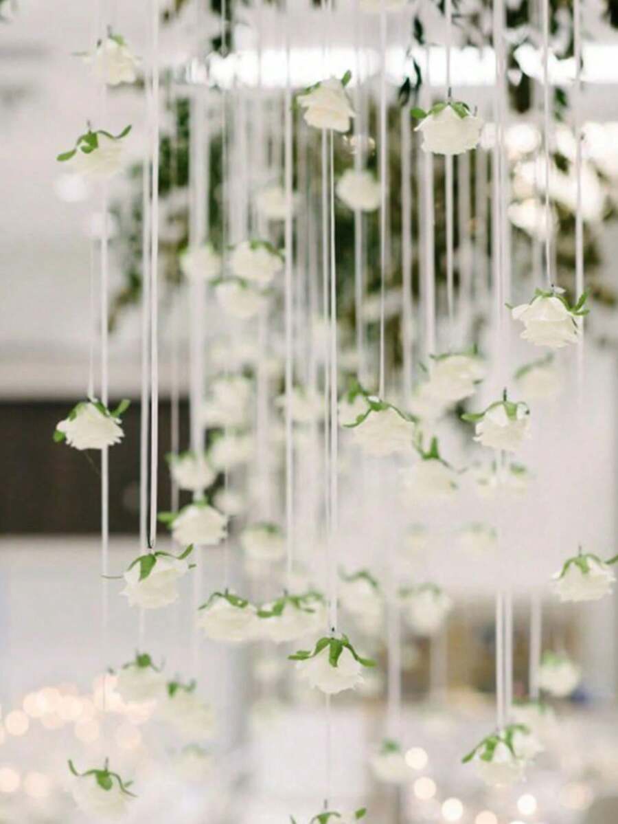 10pcs Red Roses + 300cm Transparent String, 10pcs White Roses + 200cm ...