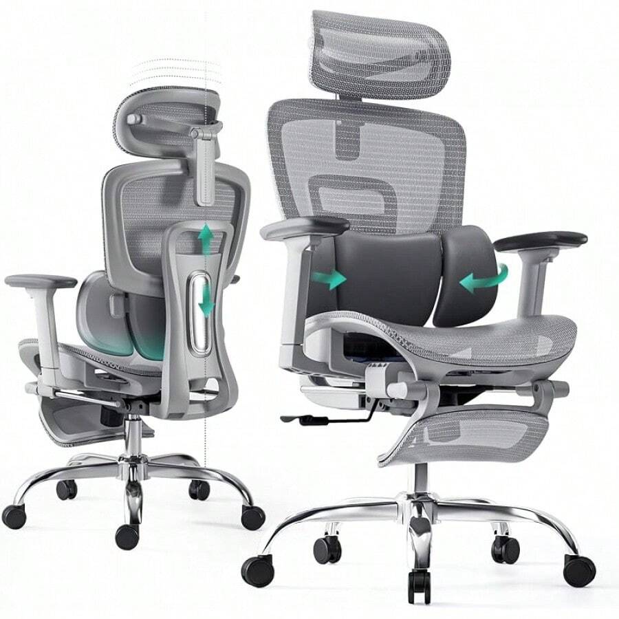 Ergonomic Office Chair 3-Zone Dynamic Lumbar Support Adjustable ...