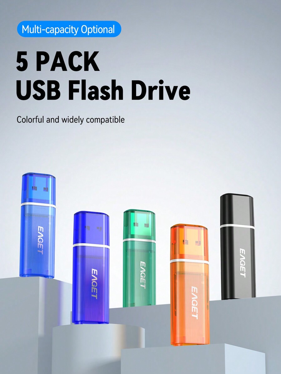 5 Packs 64GB Flash Drive USB2.0 5 Colors 4GB Memory Stick Thumb Drives ...