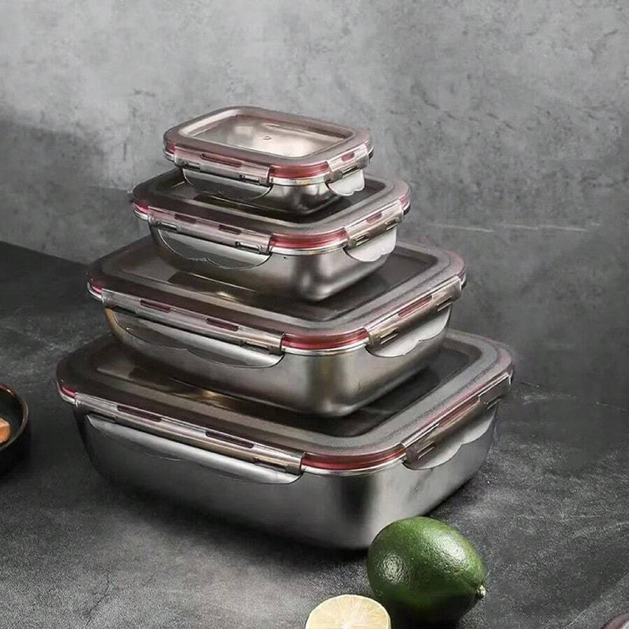 1pc Leak-Proof Stainless Steel Food Storage Containers - Fresh-Keeping ...