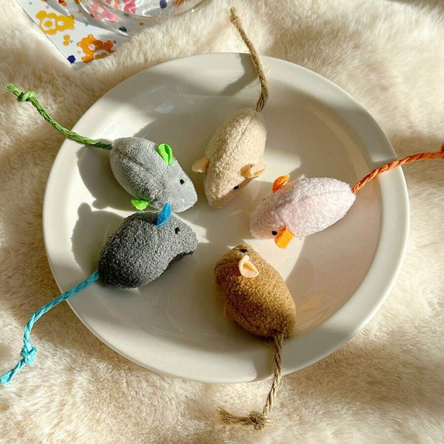 3pcs Random Color Plush Fake Mice Toys, Durable Scratch & Bite ...