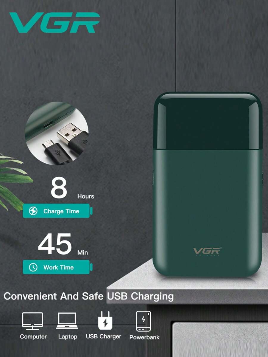 VGR Rechargeable 600mAh Electric Shaver Curved Knife Mesh Charger And ...