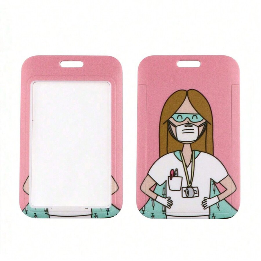 Cute Cartoon Doctor Pattern ID Card Holder With Lanyard Set, For ...