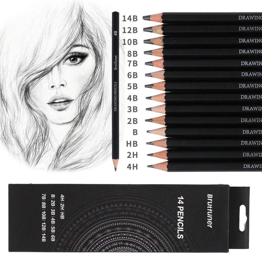 14 peças de lápis de desenho, lápis de escrita, lápis de desenho para ...