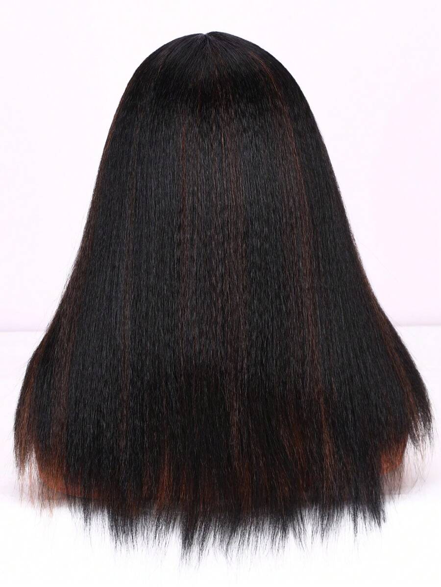 Perucas retas crespas para , parte do meio, peruca marrom com luzes ...