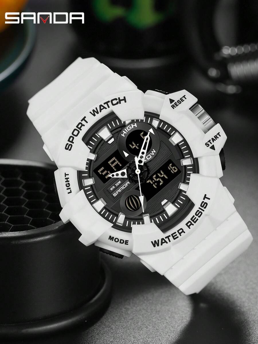 SANDA. SANDA Men Watches White Outdoor Sport Watch LED Digital Waterproof Casual Watch Military ...