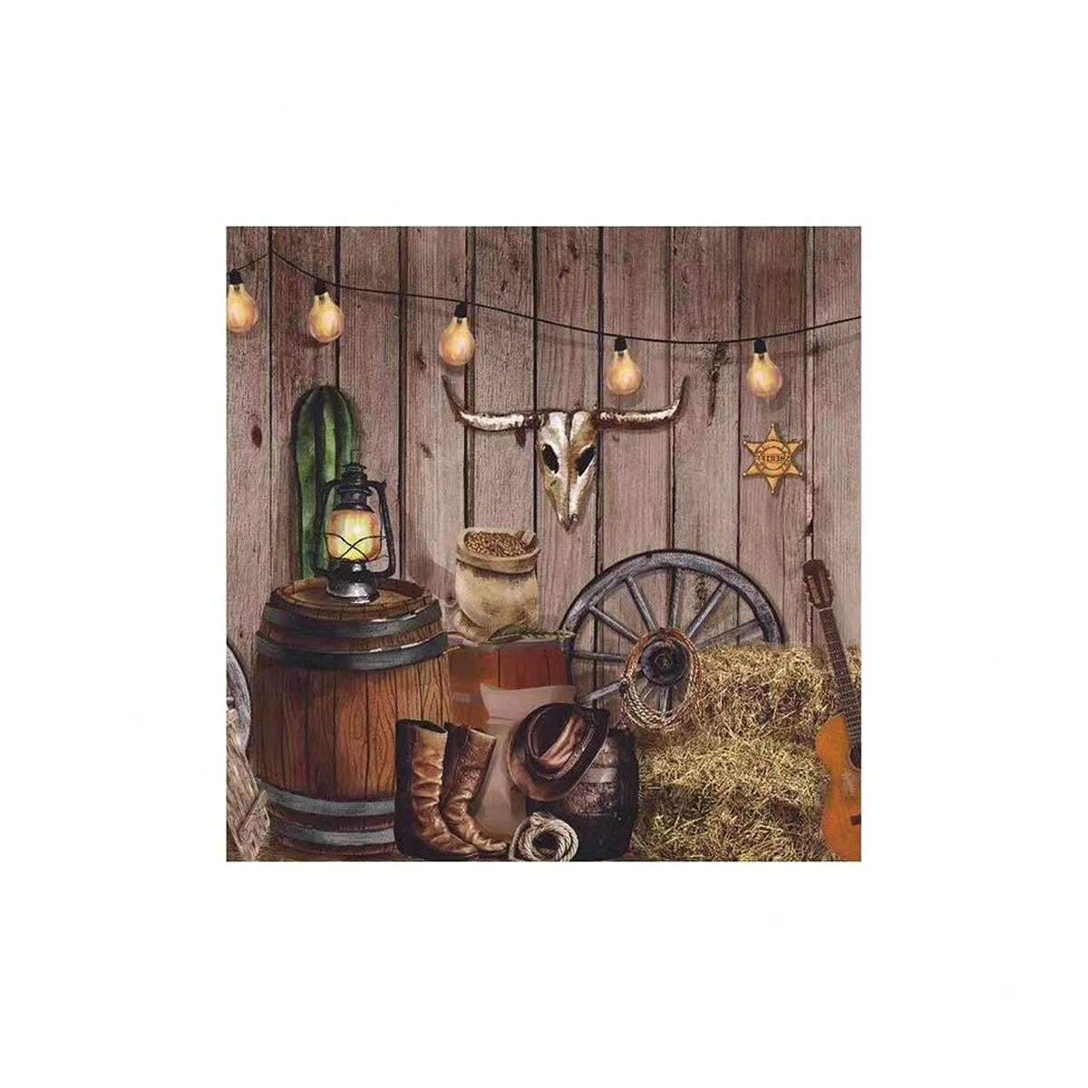 20pcs Western Party Napkins, Wild West Cowboy Party Napkins, Rustic Log ...