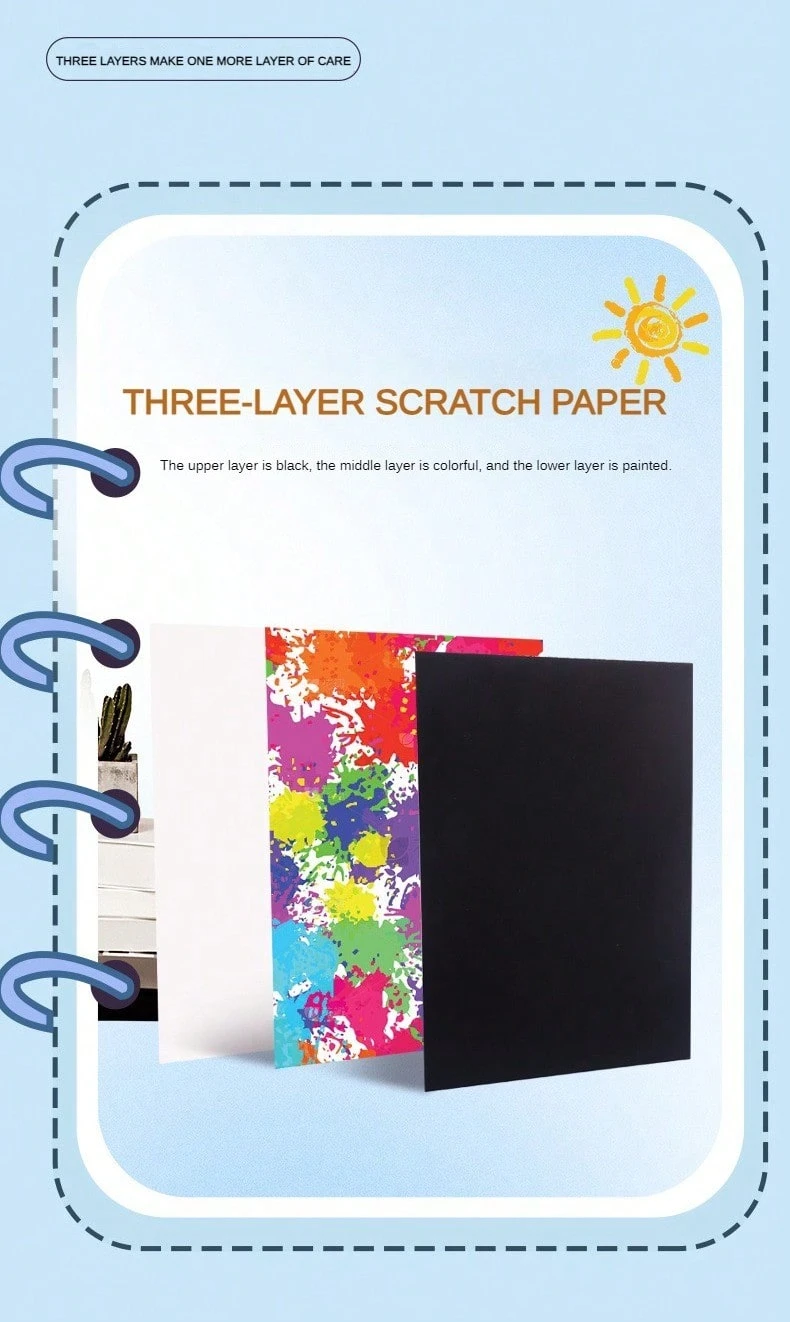 10 Sheets Scratch Art Paper Set , Creative DIY Rainbow Drawing Boards ...