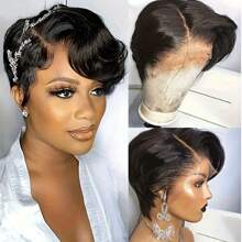 Short Pixie Cut Wig Human Hair Natural Color Wig Human Hair T Part Lace ...