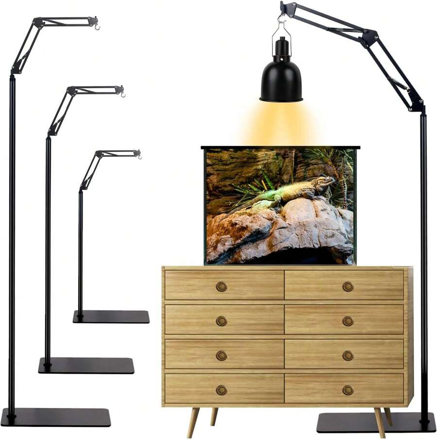 Reptile Lamp Stand, Adjustable Heat Lamp Holder, Floor Light Holder ...
