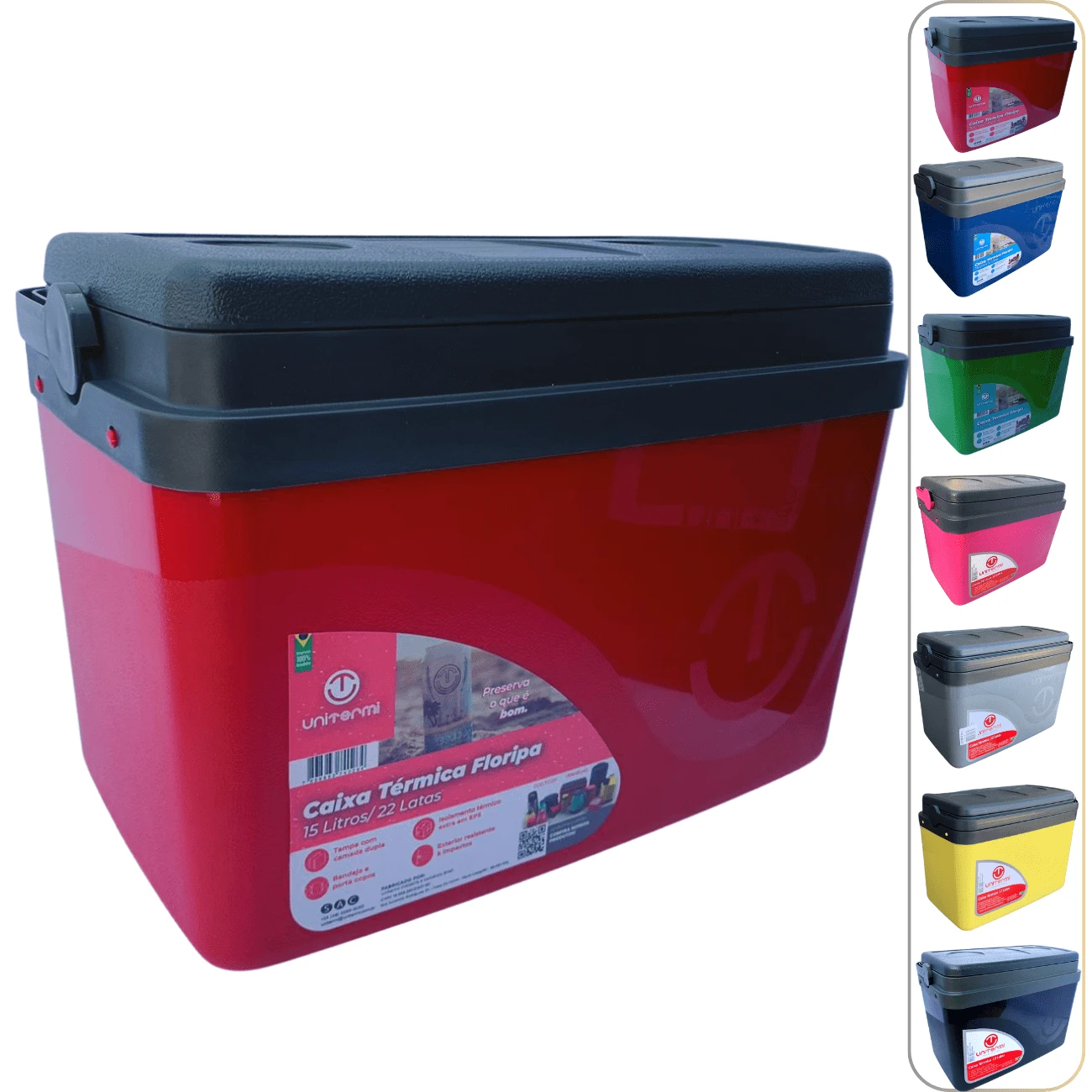 Thermal Cooler Box 15L Handle Lid Tray Floripa Unitermi Beer Water ...