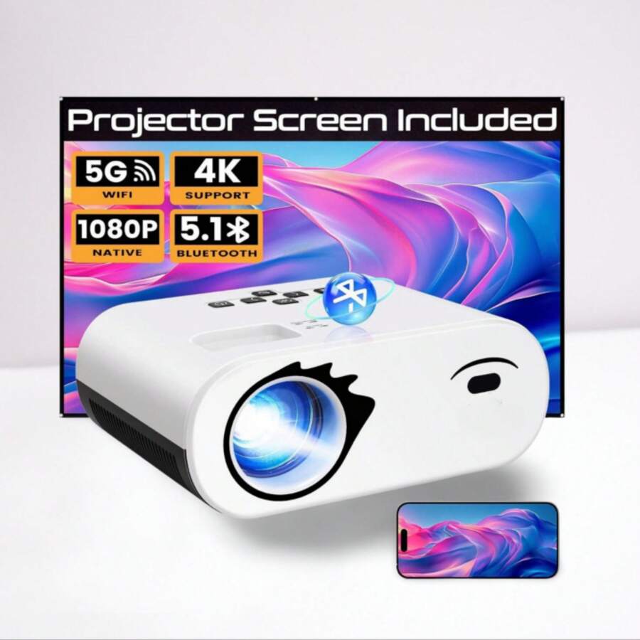2024 Upgraded 5G WiFi Bluetooth Projector, M8 Native 1080P, Portable ...