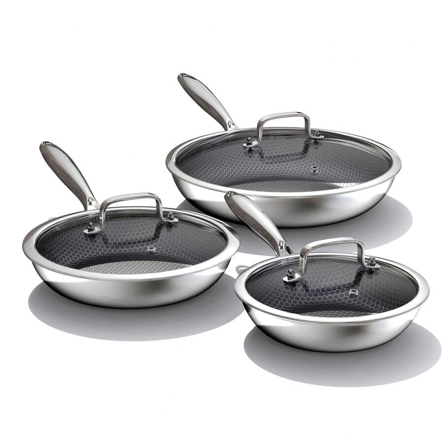 Advanced Nonstick Ceramic Cookware Set - Hybrid Tech, 8,10,12 Inch ...