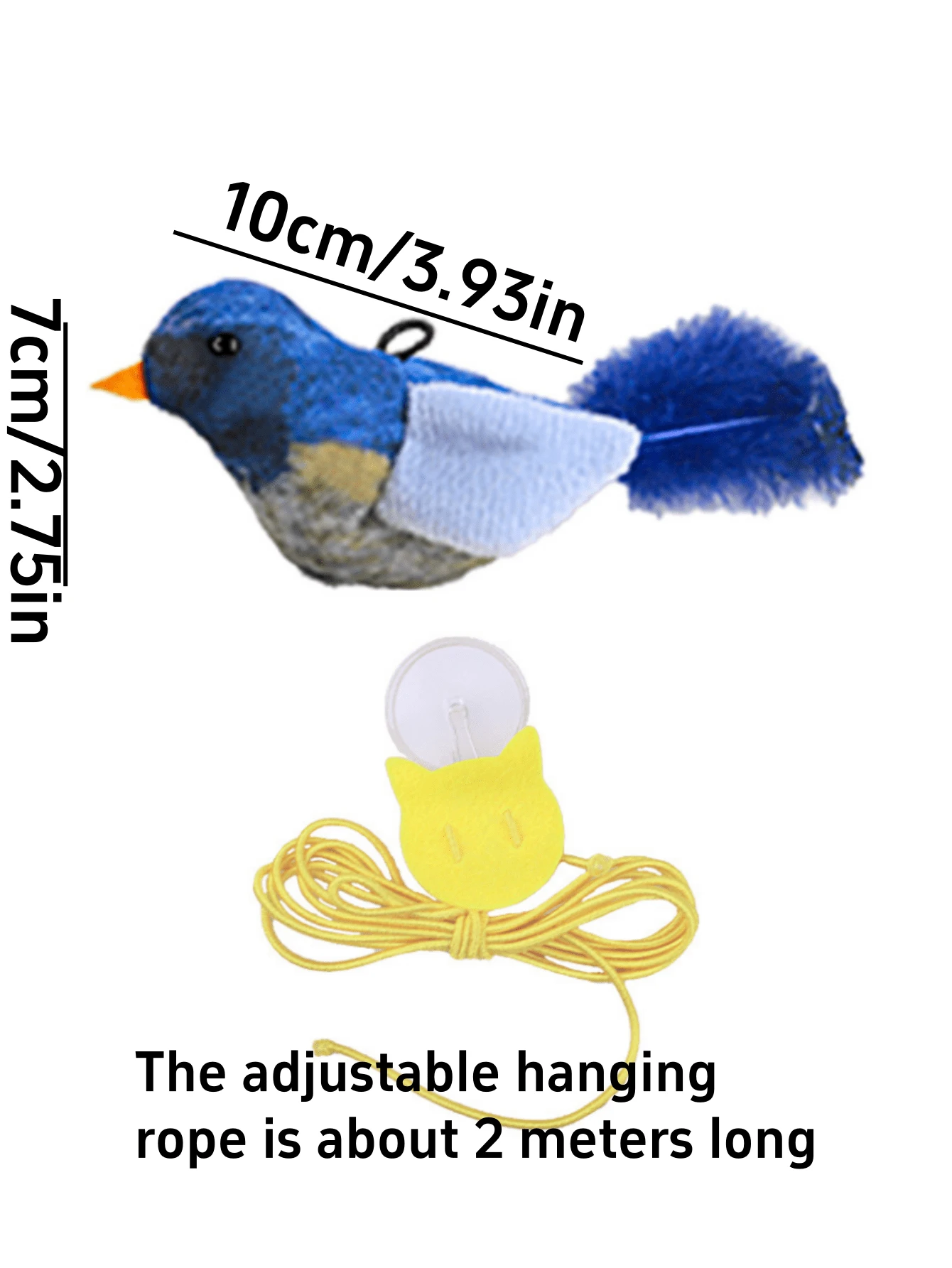 1pc Hanging Realistic Sound-Emitting Plush Bird, Elastic Catchy Cat Toy ...