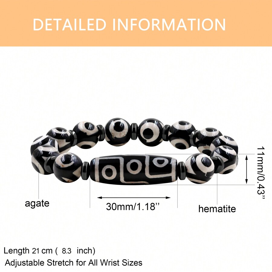 New Natural Gao Tian Zhu Agate Buddha Beads Bracelet, Nine-Eye Tian Zhu ...