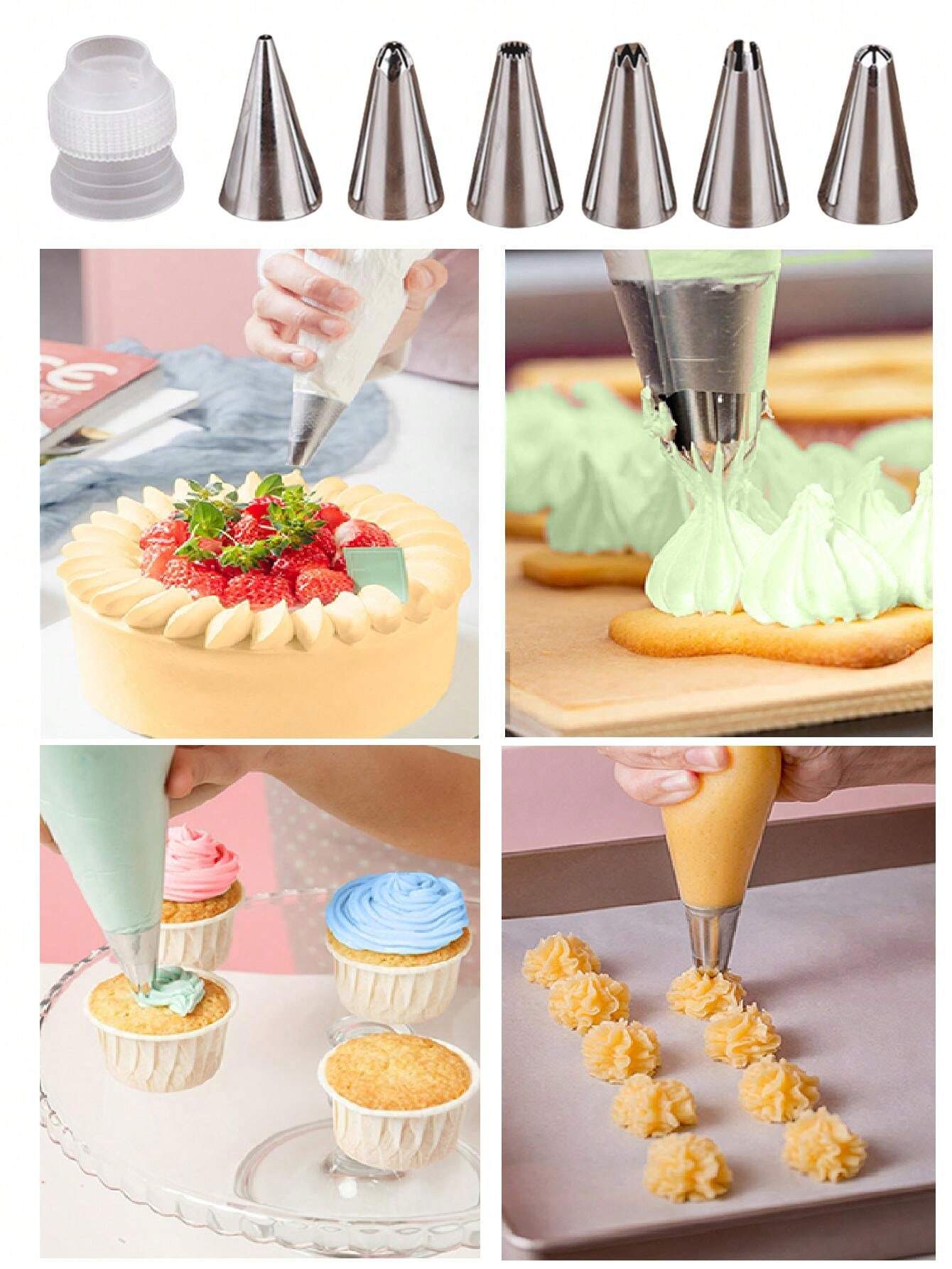 7pcs/Set Large Piping Tips Set,Stainless Steel Cake Decorating Tips ...