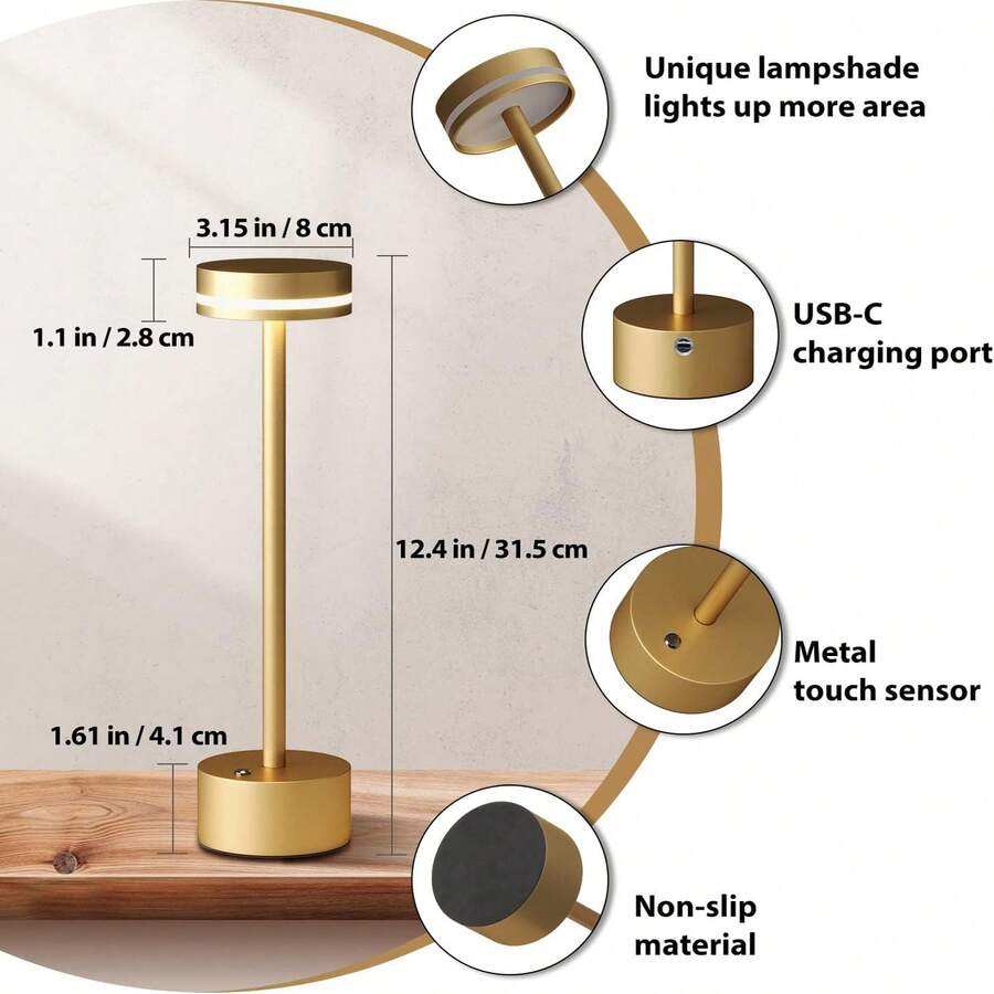 1pc Modern Minimalist Design Cordless Small Table Lamp, Rechargeable ...