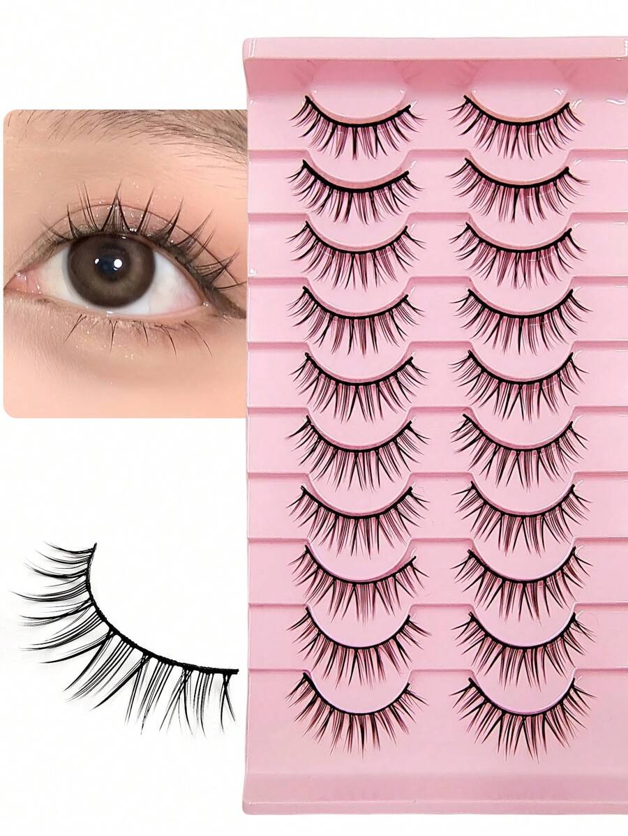 Asiteo 10 Pairs Natural Look Anime Lashes Cosplay False Eyelashes ,3D ...