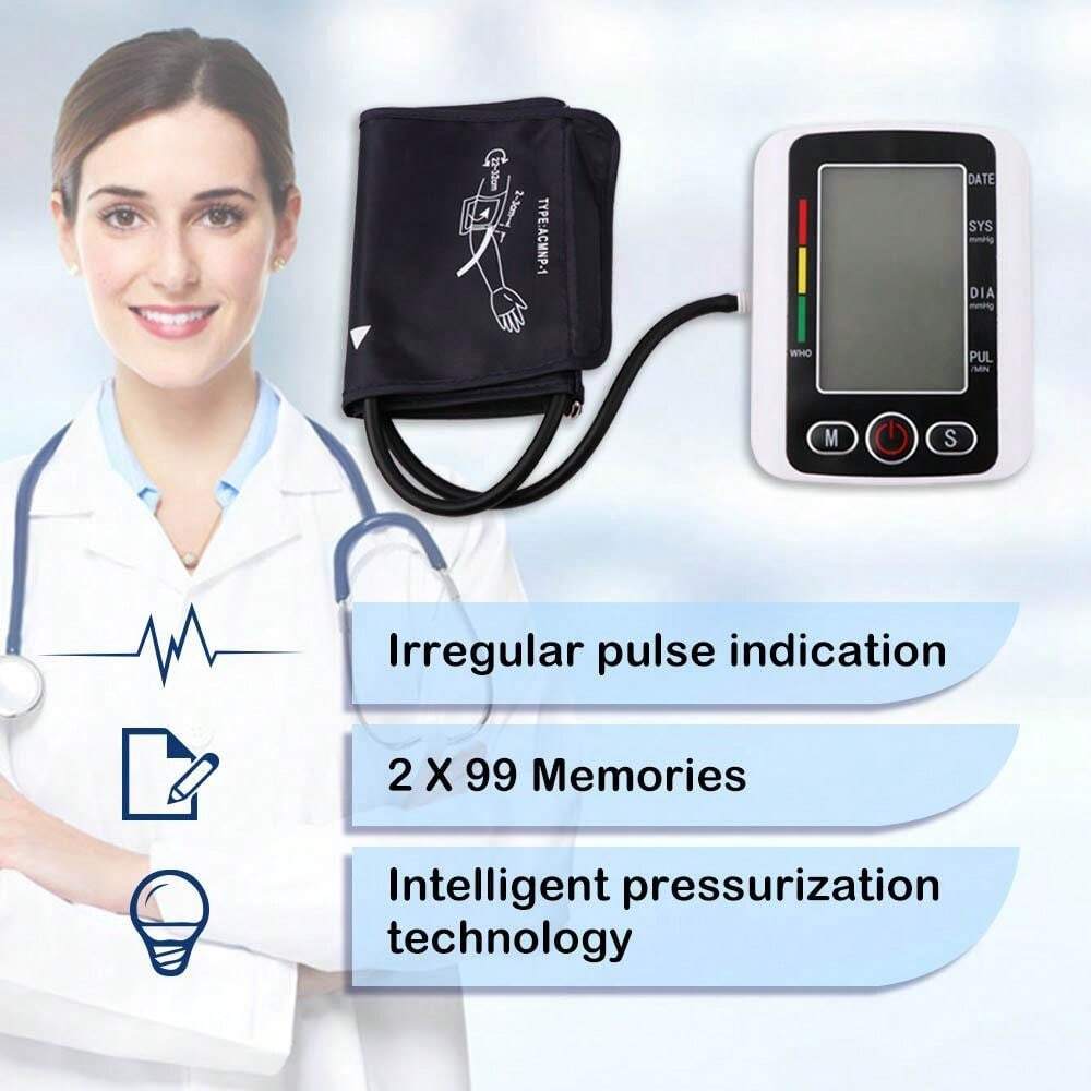 Automatic Arm Blood Pressure Monitor Kit, Battery Powered Home Blood ...