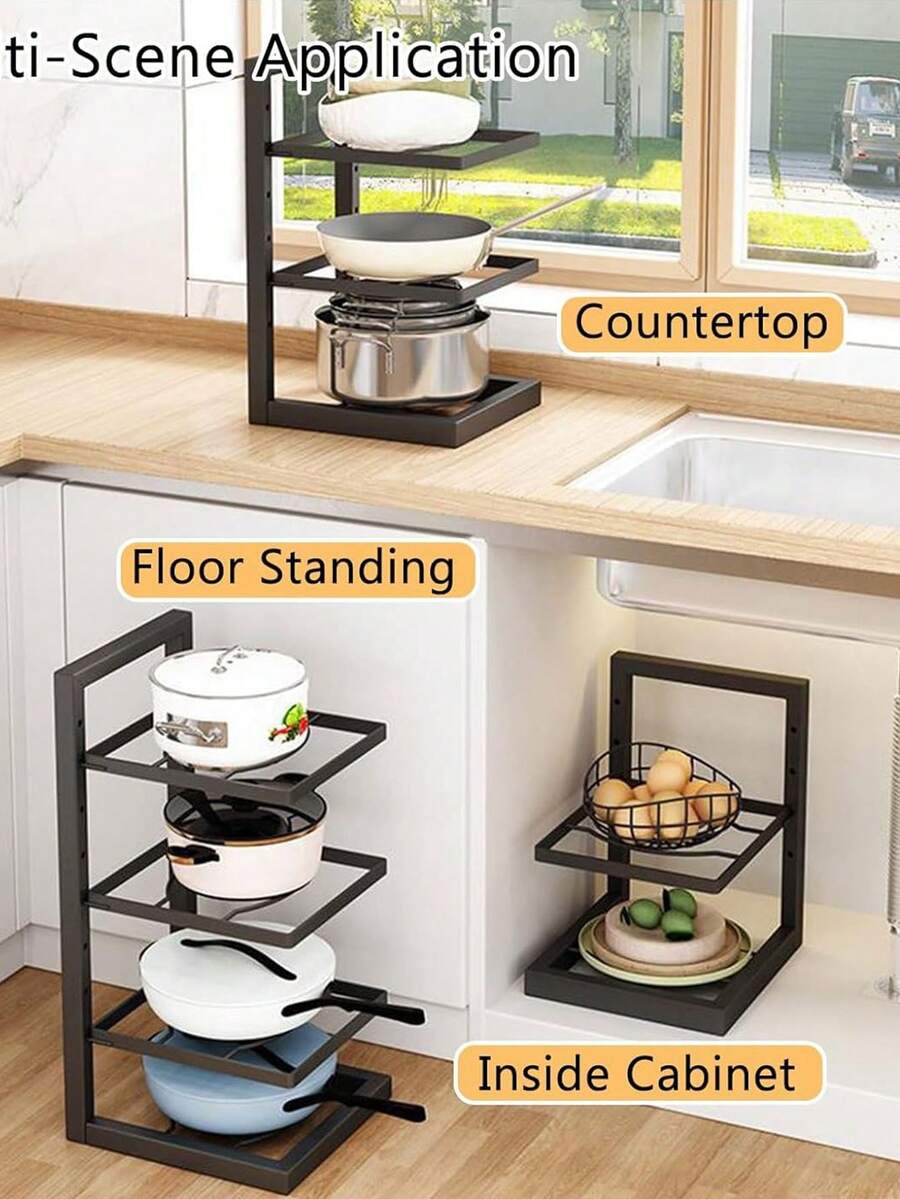 Kitchen Storage Rack Pot Rack New Multi-Layer Adjustable Drop Down Sink ...