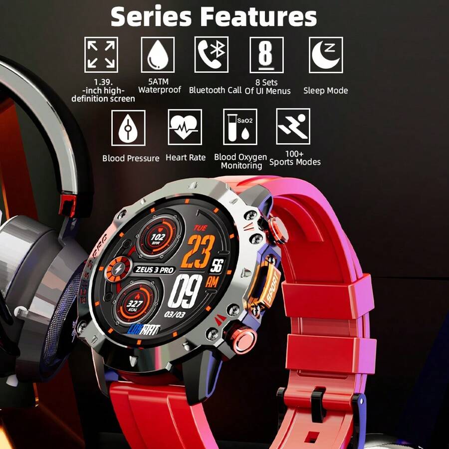 LOKMAT Smartwatch ZEUS 3 PRO, resistente all'acqua IP68, schermo da 1 ...