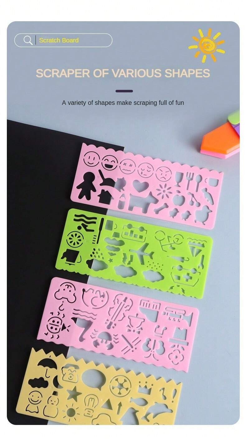 10 Sheets Scratch Art Paper Set , Creative DIY Rainbow Drawing Boards ...