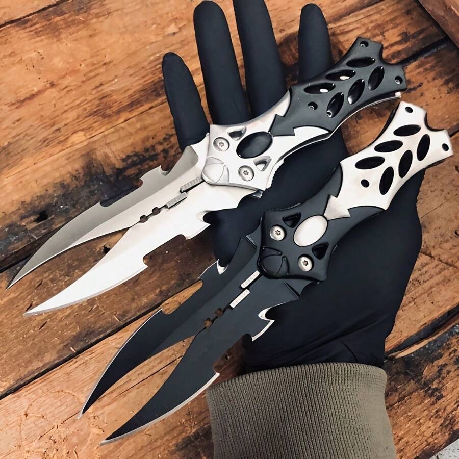 8.5-In Dual Blade Knife Twin Edge Folding Knife Collection Pocket ...