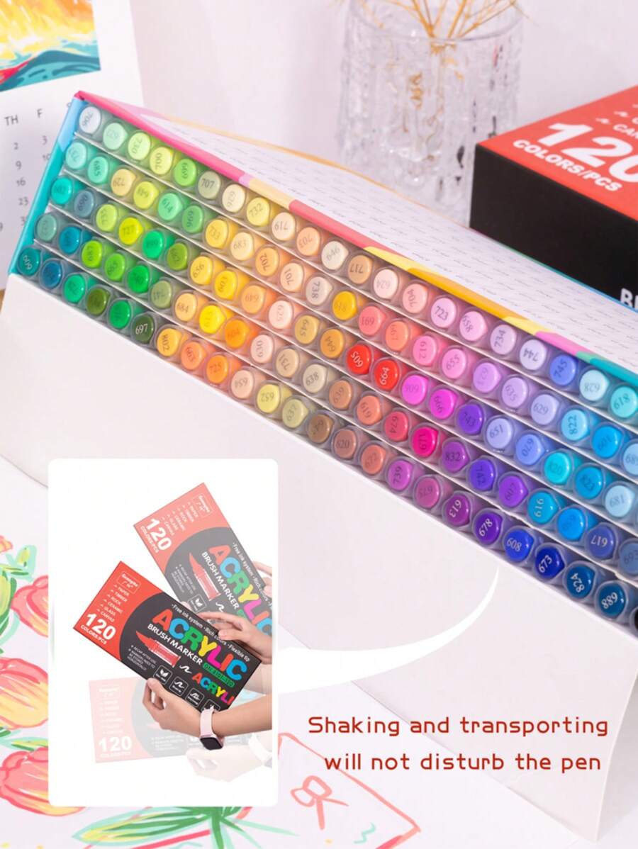 126Color Acrylic Paint Marker Set With Auto-Ink Control, Flexible Brush ...