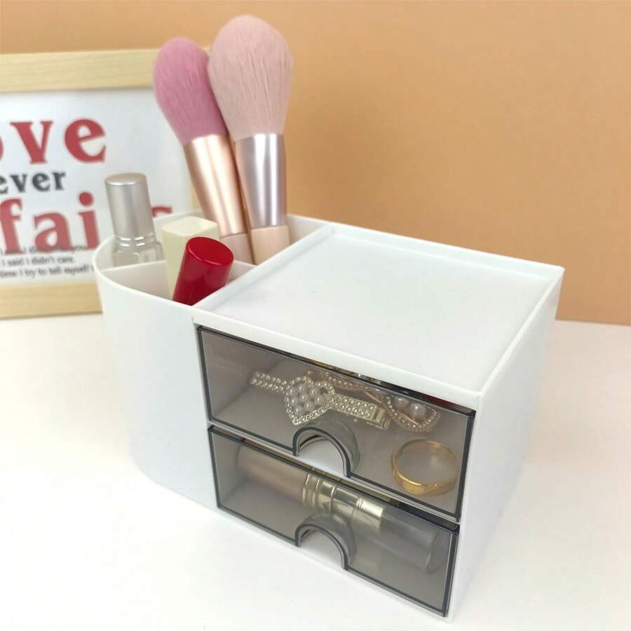 One Plastic Desktop Organizer With Drawers - Multi-Compartment Desktop ...