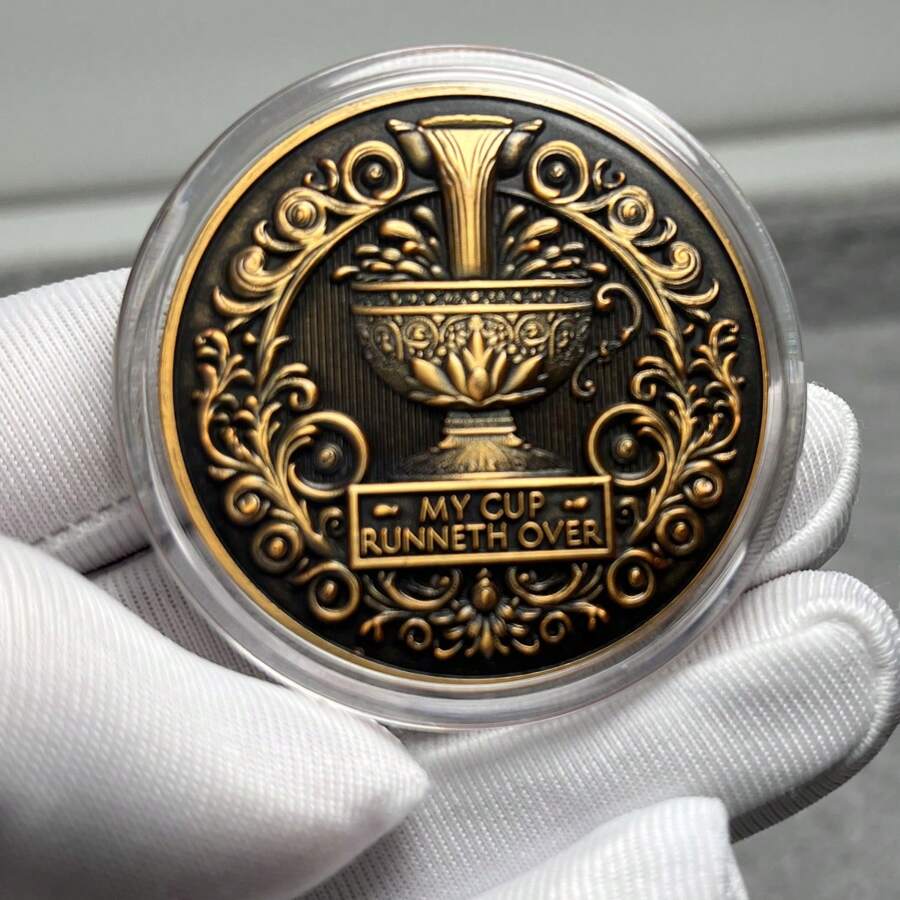 My Cup Runneth Over Inspirational Religious Coin For Believers, Antique ...