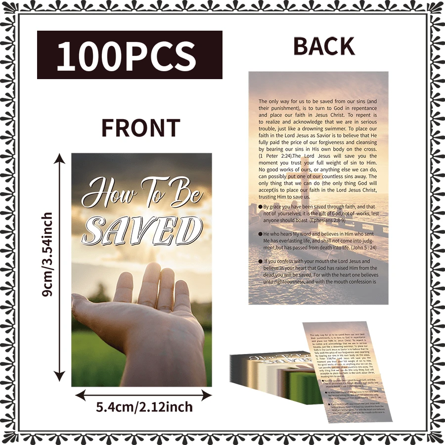 100pcs Gospel Tracts Card, Salvation Pocket Cards, Prayer Postcards ...