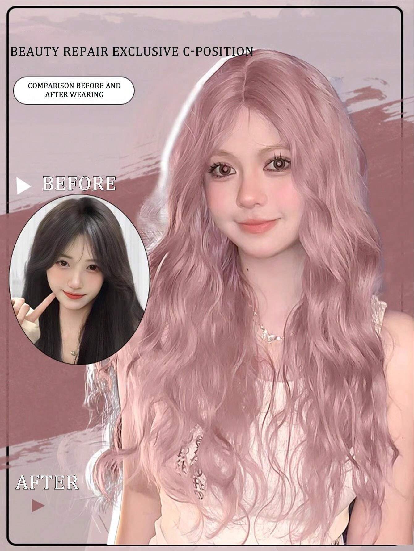 Synthetic Thin Rattan Purple Wig For Women With Wavy Long Curly Hair ...