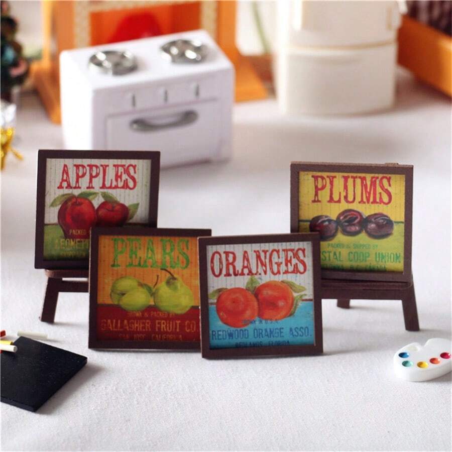 4pcs/1pc Miniature Oil Painting, Wall Art For Dollhouse Decor ...