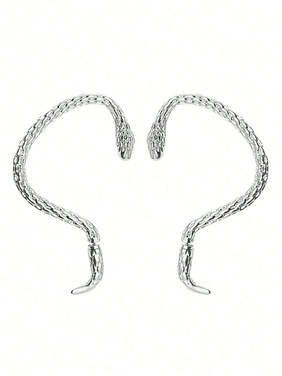 1 Pair Snake Cuff Earring For Women And Men Gothic Gold Sliver Snake ...