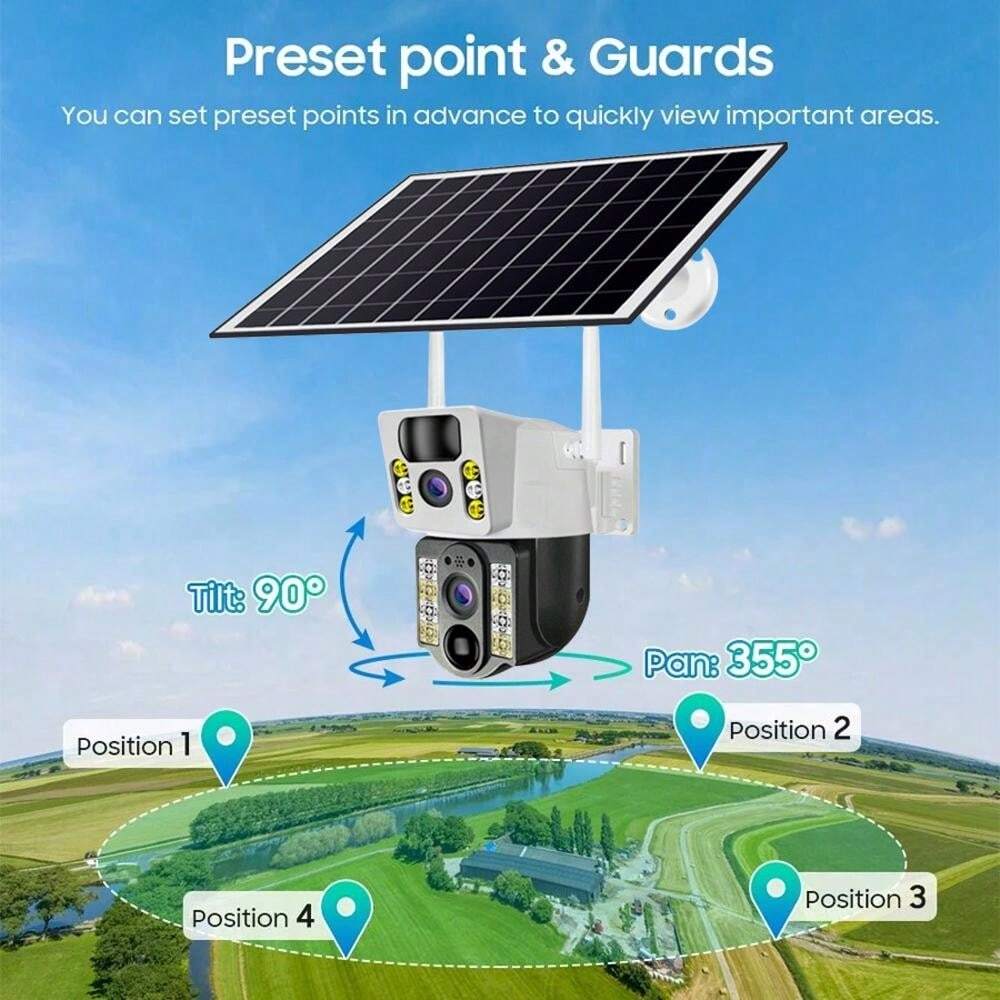 Cámara solar WIFI V380 Pro de 8MP con lente dual, cámara de vigilancia CCTV de seguridad 4K para ...