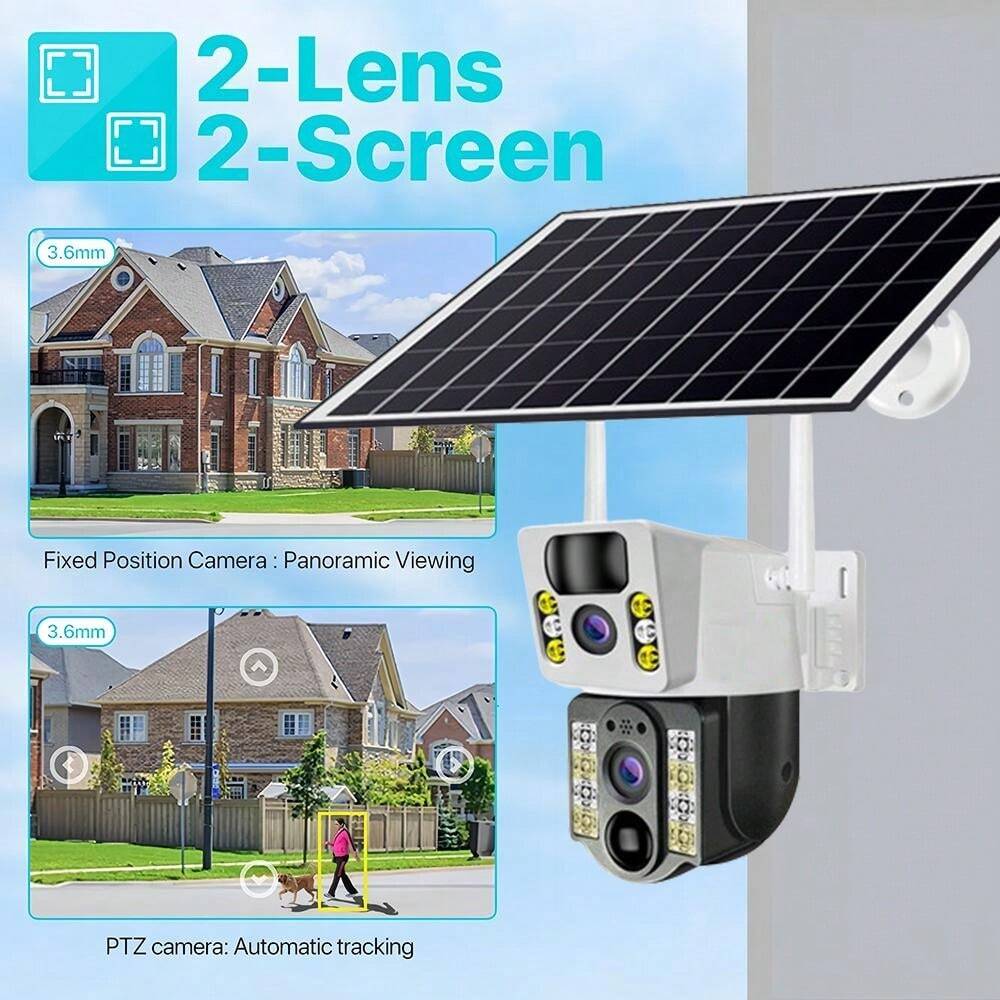 Cámara solar WIFI V380 Pro de 8MP con lente dual, cámara de vigilancia CCTV de seguridad 4K para ...