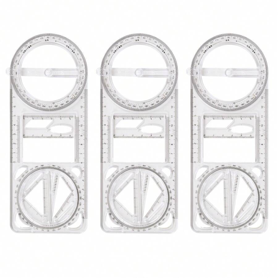3 PCS Multifunctional Geometric Ruler Measuring Ruler, Drawing Template ...