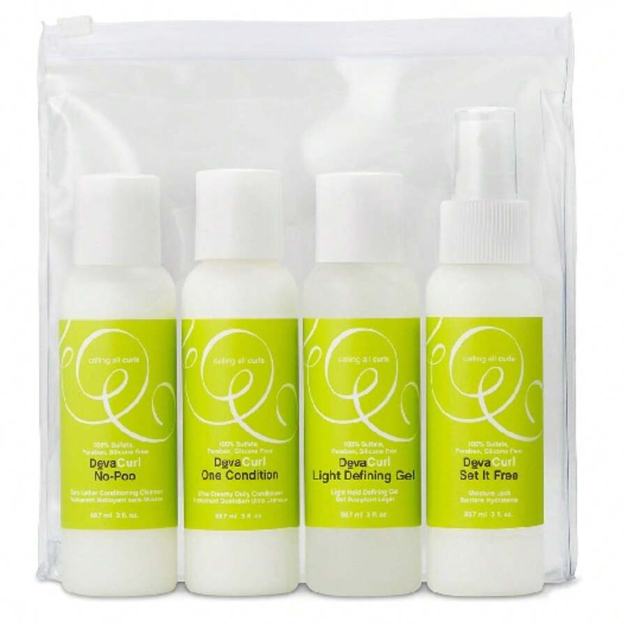 Deva Curl Travel Kit (Set It Free, Light Defining Gel, No Poo, One ...