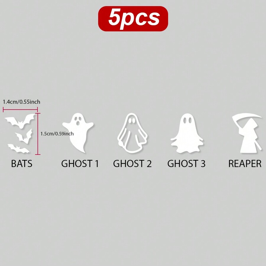 5pcs Halloween Blank Car Button Stickers, Mini Ghost Stickers, Bat ...