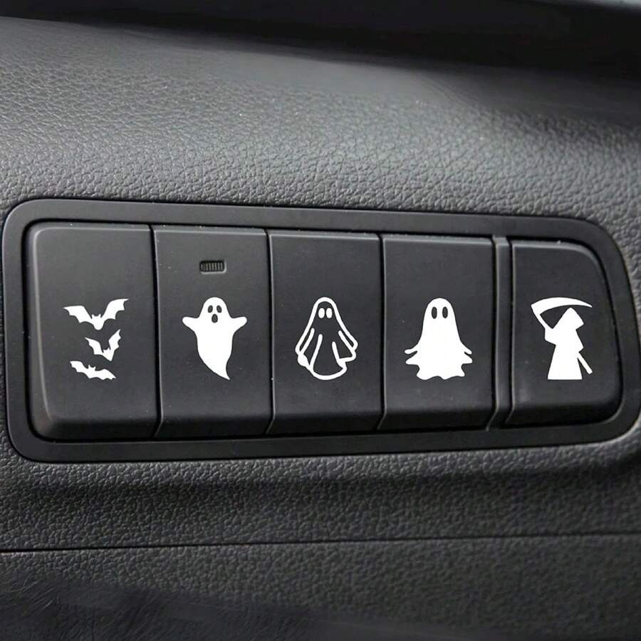 5pcs Halloween Blank Car Button Stickers, Mini Ghost Stickers, Bat ...